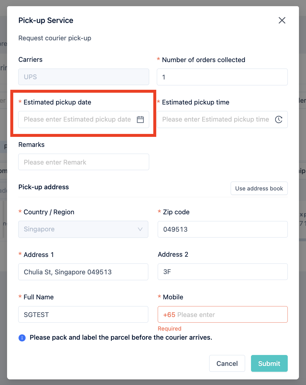 [Singapore] UPS - User Guide – OneShip